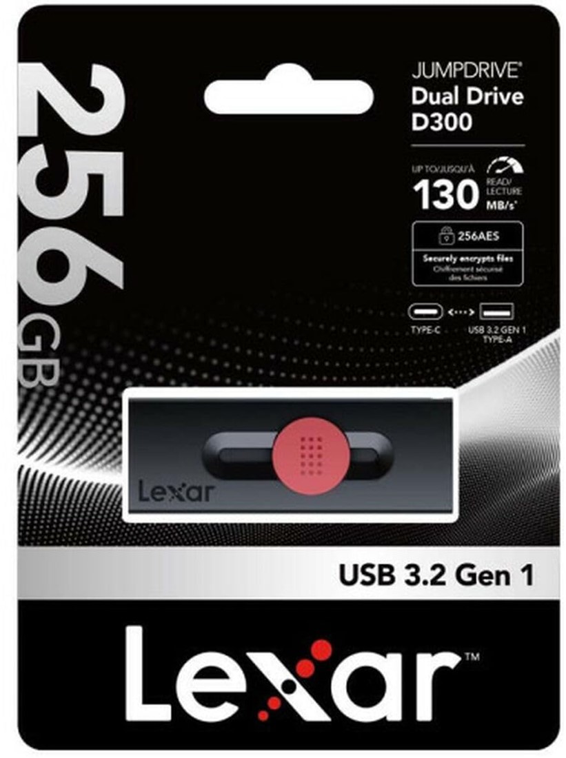 Lexar JumpDrive D300 OTG 256GB Dual Type C And Type A USB Foto de Vakman